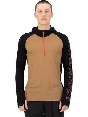 MONS ROYALE Temple Tech Hooded Zip Top - Black/toffee