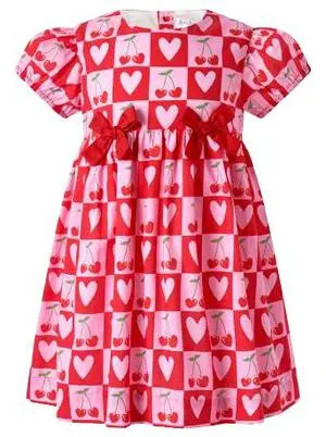 RACHEL RILEY Cherry Heart Bow Dress - Red