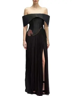 ARAFTU Off-the-shoulder Corset Gown - Black