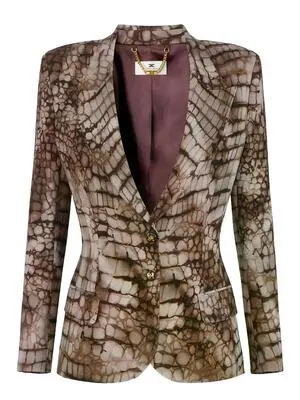 Elisabetta Franchi Alligator-print Single-breasted Jacket - Brown