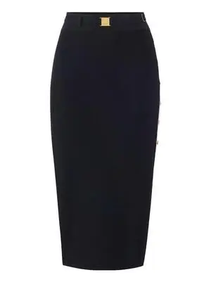 Elisabetta Franchi Elisabetta Franchi Knit Midi Skirt With Logo Detail Black