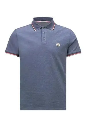 Moncler Logo Striped-trims Polo Shirt - Blue