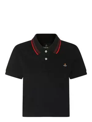 VIVIENNE WESTWOOD Striped Collar Polo Top - Black