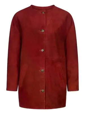 Loulou De Saison Single-breasted Suede Coat - Red