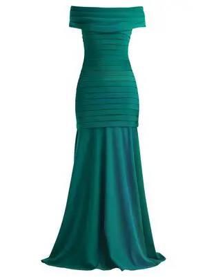 Tadashi Shoji Off-shoulder Pleated Maxi Dress - Green