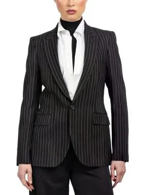 NILI LOTAN Pinstripe Tailored Blazer - Black
