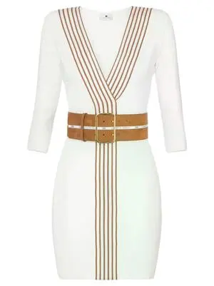 Elisabetta Franchi Striped Knit Mini Dress - White