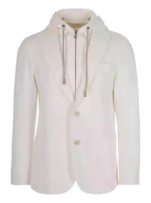 Eleventy Hooded Two-button Jacket - White