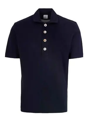 Eleventy Buttoned Short-sleeve Polo Shirt - Blue
