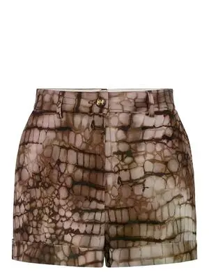 Elisabetta Franchi Alligator-Patterned Shorts Brown