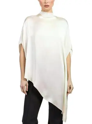 Lapointe Asymmetric-hem Cape Blouse - Neutrals