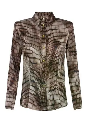 Elisabetta Franchi Alligator-print Shirt - Brown