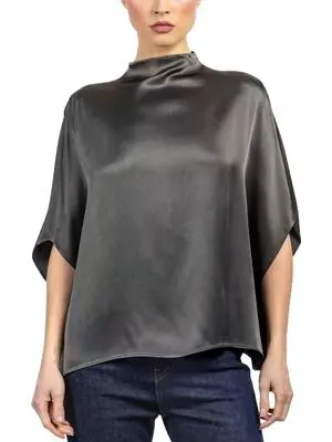 Lapointe Satin Cape Blouse - Grey