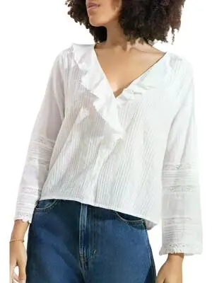 DÔEN Huguette Ruffled Lace Shirt - White