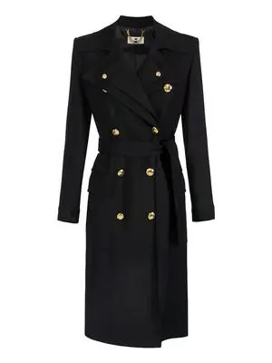 Elisabetta Franchi Double-breasted Trench Coat - Black