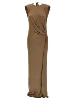 Elisabetta Franchi Padded-shoulders Maxi Dress - Brown