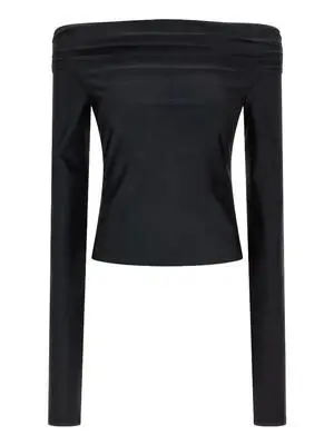 Andamane Off-the-shoulder Long-sleeved Top - Black