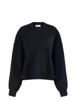 Elisabetta Franchi Embossed Logo Cotton Sweatshirt - Black