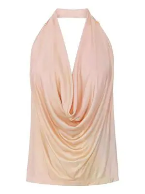 Elisabetta Franchi Halter-neck Drape Top - Neutrals