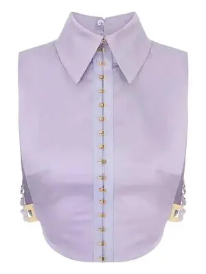 Elisabetta Franchi Cotton Bib With Shirt Collar - Purple