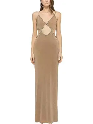 NISSA Crystal-embellished Maxi Dress - Neutrals