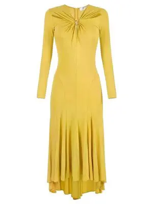 Elisabetta Franchi Cut-out Midi Dress - Yellow