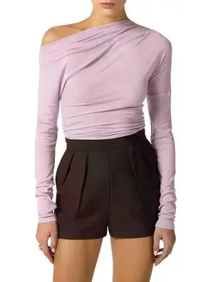 Elisabetta Franchi Long-sleeved Draped Top - Pink