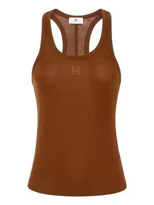 Elisabetta Franchi Embroidered Logo Tank Top - Brown