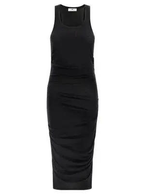 Elisabetta Franchi Logo-embroidery Draped Midi Dress - Black
