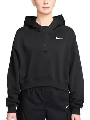 Nike Sportswear Phoenix Fleece Crop Sweatshirt - 010 Black/sail