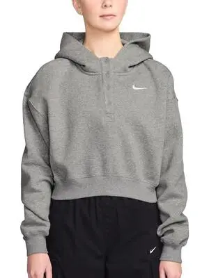 Nike Sportswear Phoenix Fleece Crop Sweatshirt - Dark Grey Heather/base Grey
