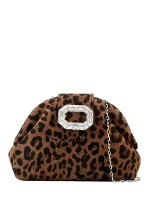 Amina Muaddi Camelia Leopard-print Mini Bag - Brown