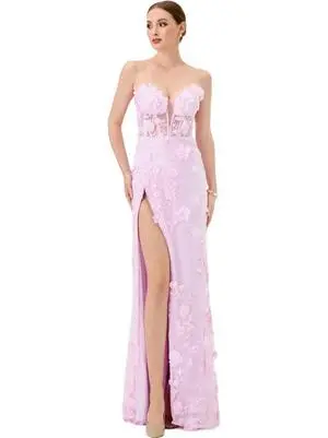 BARIANO Teri 3d Floral Gown - Pink