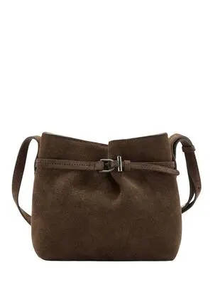 MANGO Suede Buckle Shoulder Bag