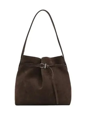 Mango Suede Bucket Bag - Chocolate