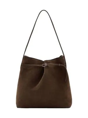 Mango Suede Bucket Bag With Buckle Detail - Brown