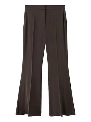 Mango Flowy Slit Flare Trousers - Brown