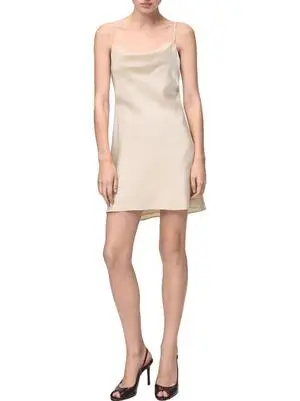 Mango Cowl Neck Satin Mini Slipdress - Ivory White