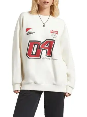 Brixton Speed Team Oversized Cotton Fleece Sweatshirt - Off White