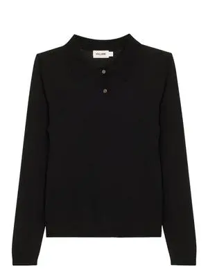 Still Here Fine-knit Polo Sweater - Black