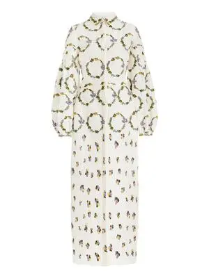 Gabriela Hearst Mauri Embroidered Shirt Dress - Ivory