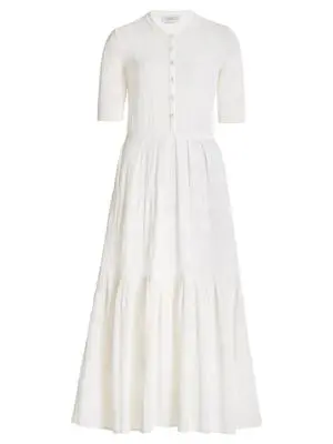 Gabriela Hearst Iris Pointelle Knit Pleated Maxi Dress With Slip - Ivory