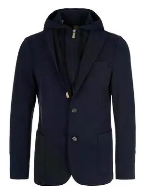 Eleventy Hooded Blazer - Blue