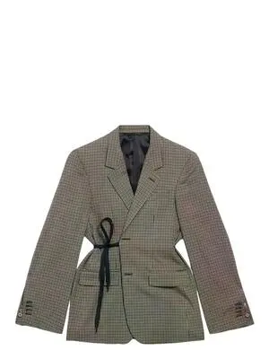 Balenciaga Checked Tie Blazer Neutrals