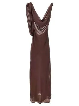 Andamane Draped Tie-detail Dress - Brown