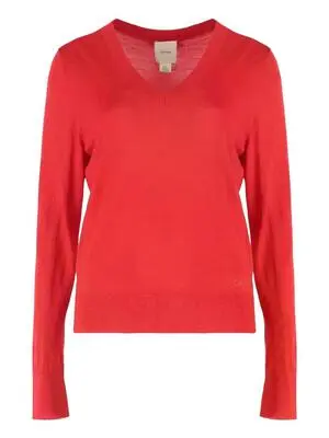 Calvin Klein V-neck Wool Top - Red