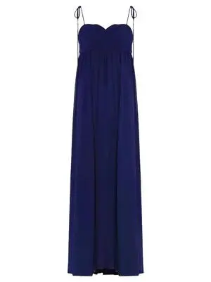 OLYMPIAH Ruched Tie-strap Dress - Blue