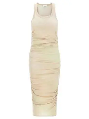 Elisabetta Franchi Logo-embroidery Draped Midi Dress - Neutrals