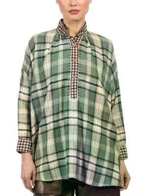 FISH CLUB Check-print Shirt - Green