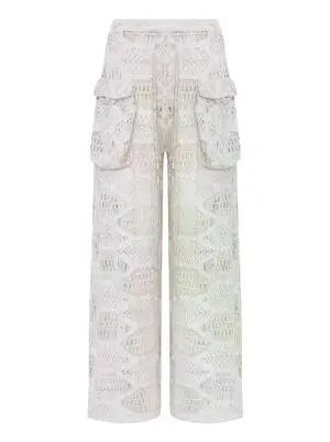 AMIR SLAMA X Jade Picon Pocket Crochet Palazzo Pants - White